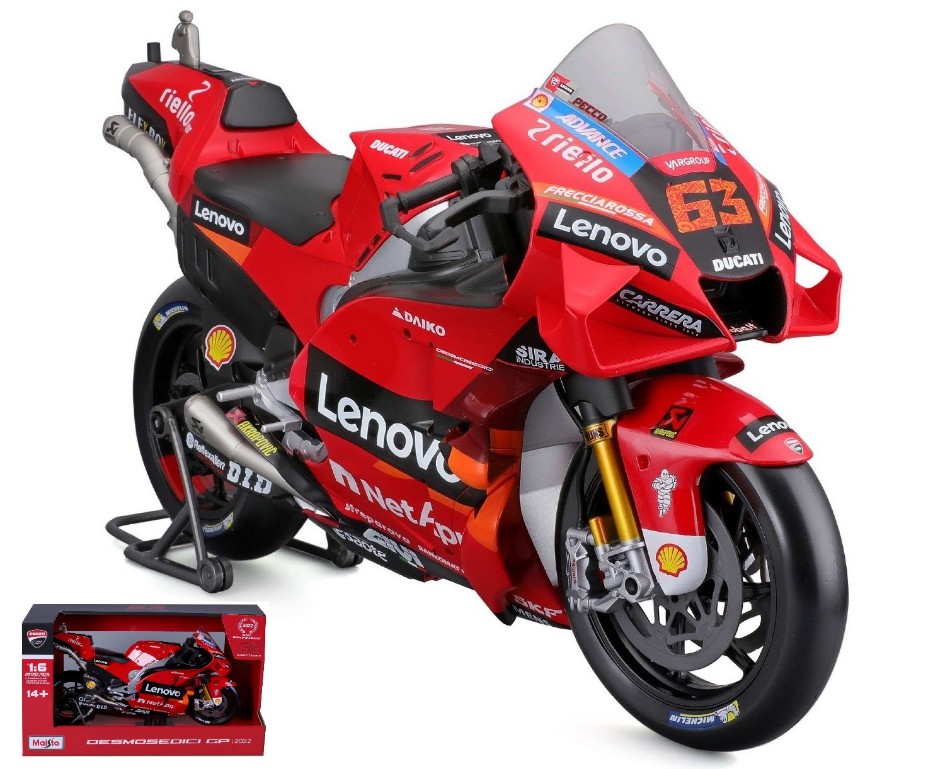 Modellino moto scala 1:6 Maisto DUCATI DESMOSEDICI N.63 WORLD CHAMPION ...